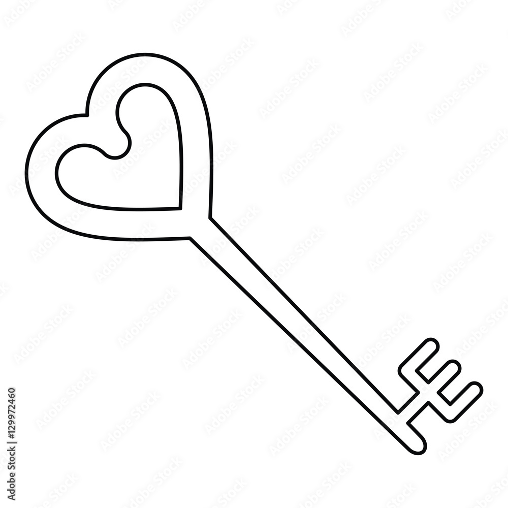 key shaped heart style outline vector illustration eps 10 Stock Vector ...