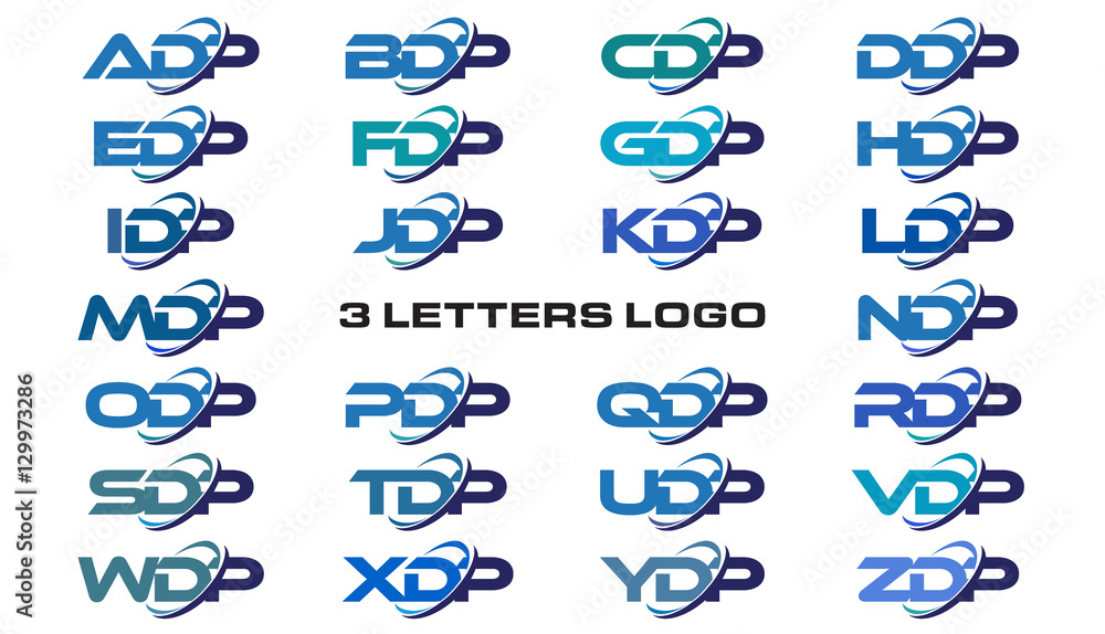 3 letters modern generic swoosh logo ADP, BDP, CDP, DDP, EDP, FDP, GDP ...