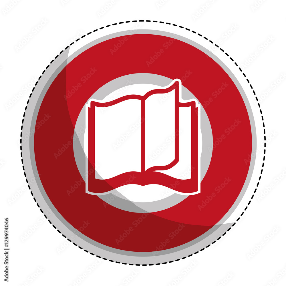 academic book icon over red circle and white background. vector ...