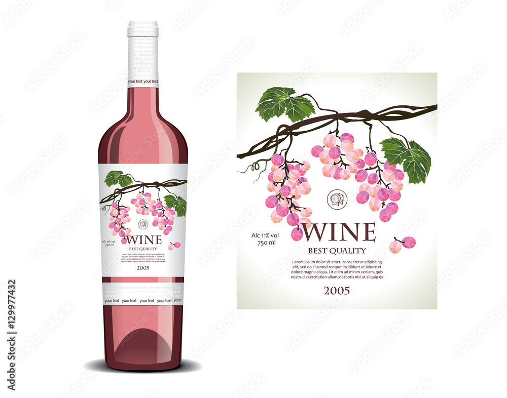 Conceptual label for rose wine Stock Vector | Adobe Stock