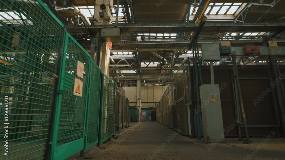 Production premise with a high ceiling and a large number of industrial ...