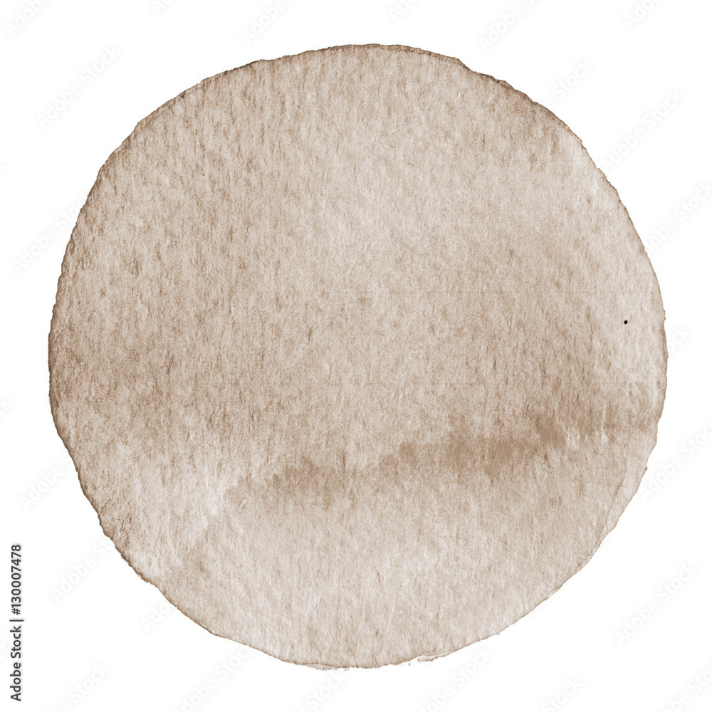 Brown watercolor circle. Stain with paper texture. Design element ...