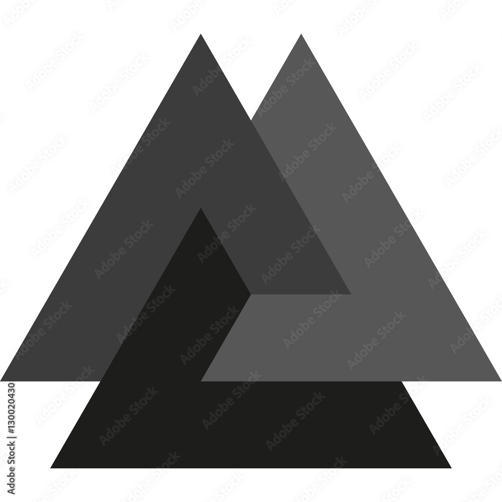 Optical illusion object. Valknut or Knot of the dead. Magic symbol, an ...