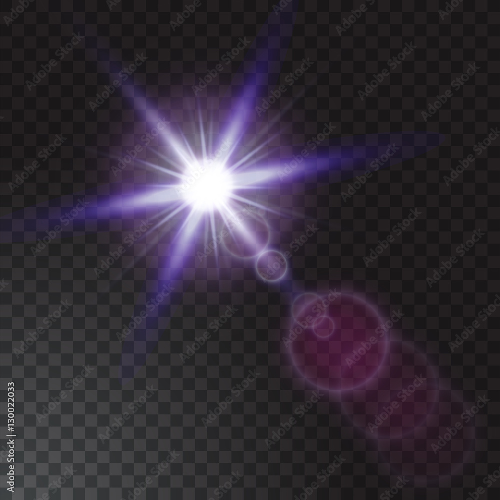Realistic beam light on transparent background. Vector illustration ...