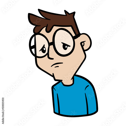 Sad Cartoon Boy Hiding
