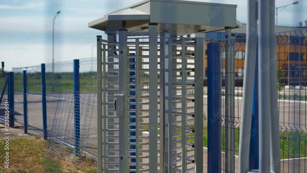 Large turnstile at the entrance to the territory. Protection against ...