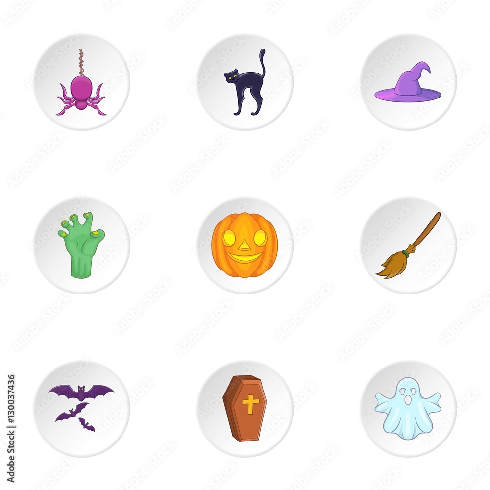 Terrible holiday icons set. Cartoon illustration of 9 terrible holiday ...