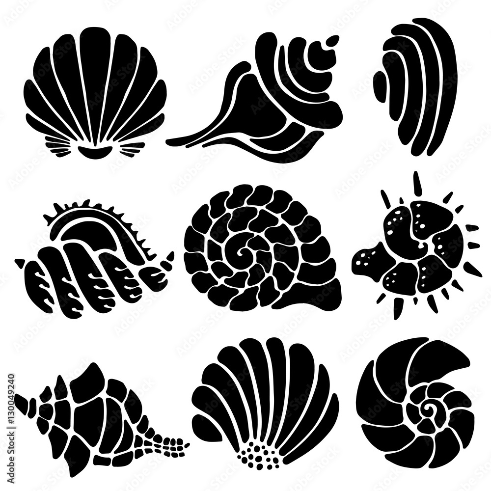 Sea shells icons Stock Vector | Adobe Stock