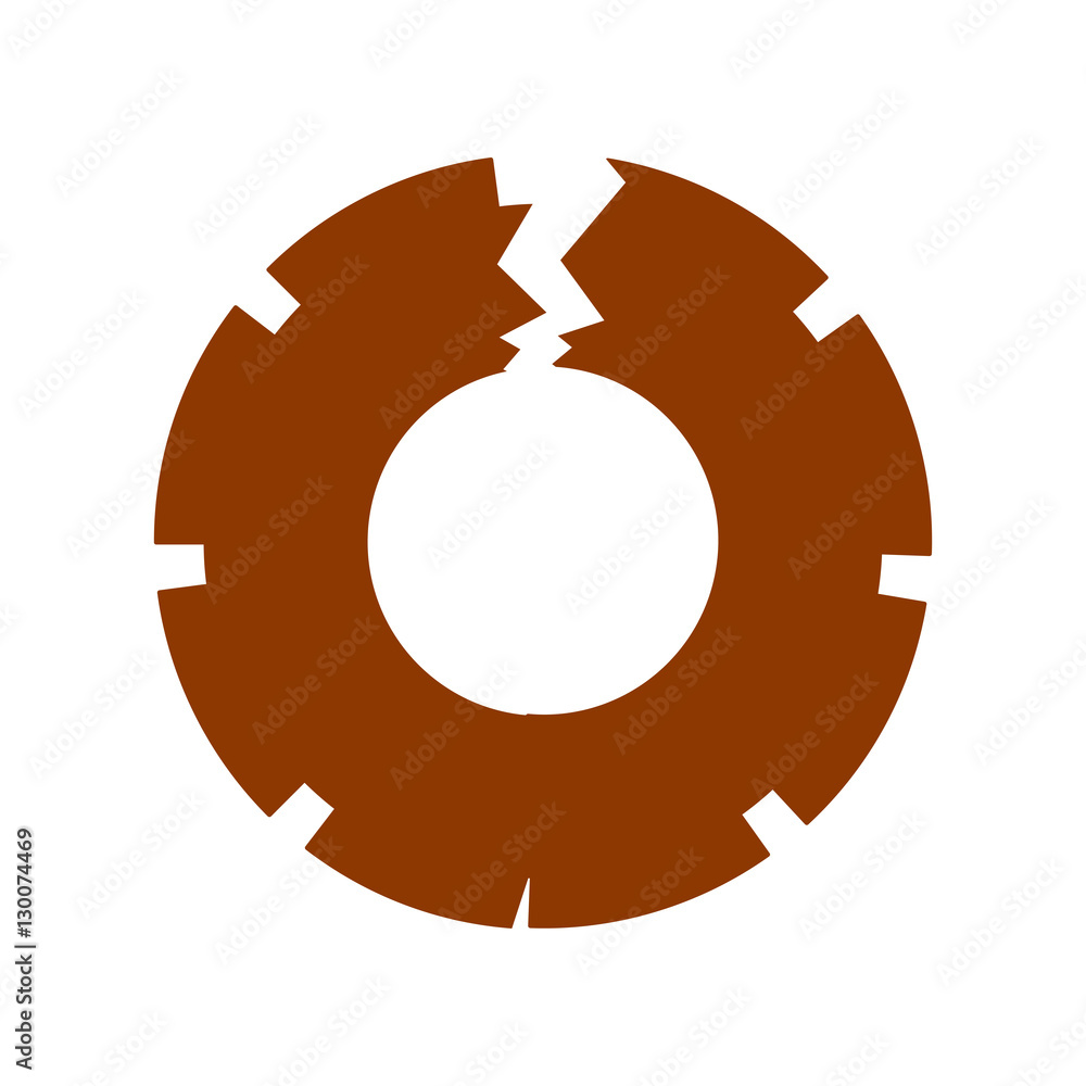 Broken gear icon. Cog wheel machine part and technology theme. Isolated ...