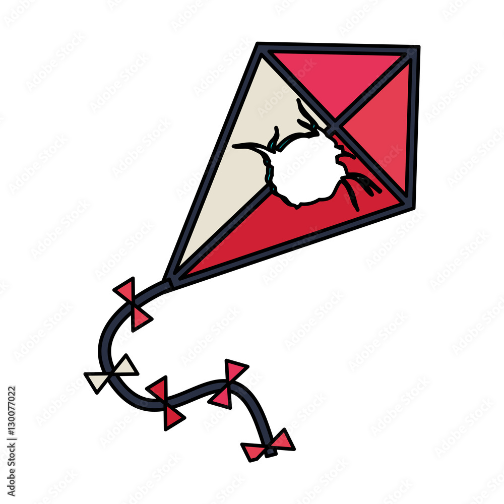 Broken kite toy icon. Game season wind fun sky theme. Isolated design ...