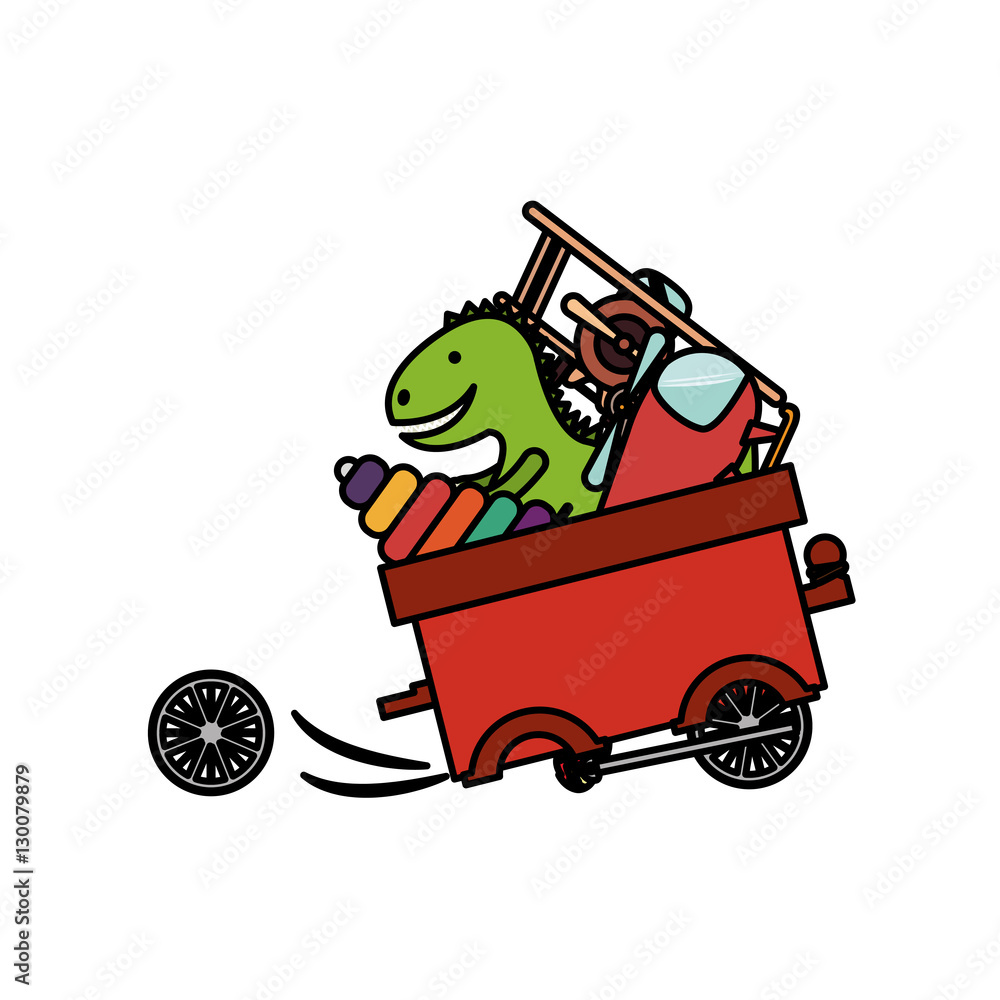 Toy cart damaged icon. Childhood play fun cartoon and game theme ...