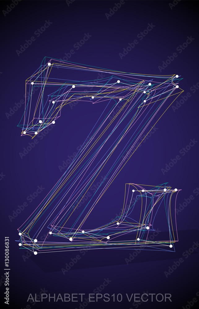 Vector illustration of a Multicolor sketched Z. Hand drawn 3D Z. Stock ...