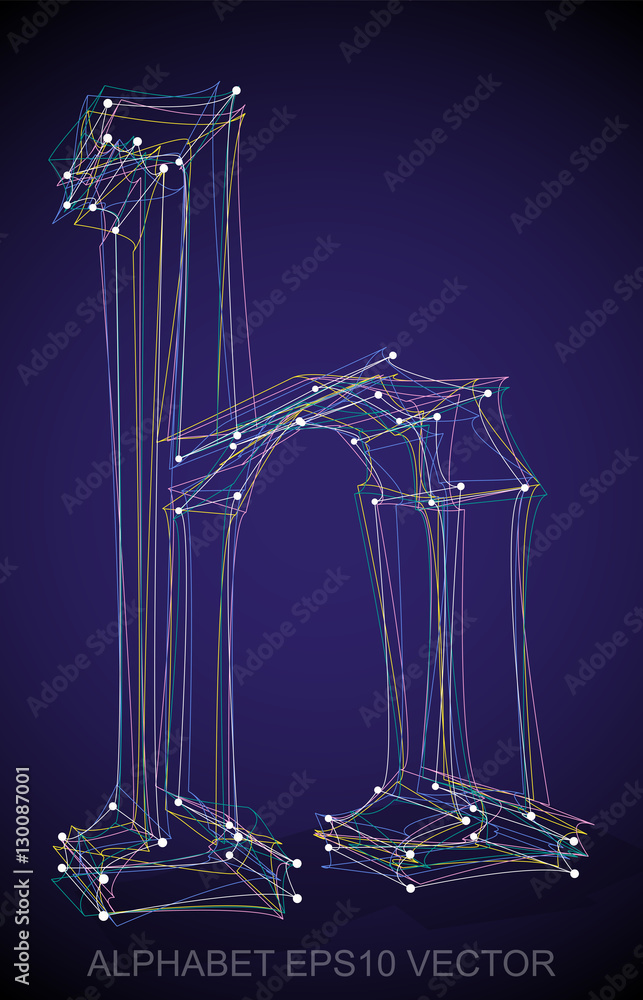 Vector illustration of a Multicolor sketched H. Hand drawn 3D H. Stock ...