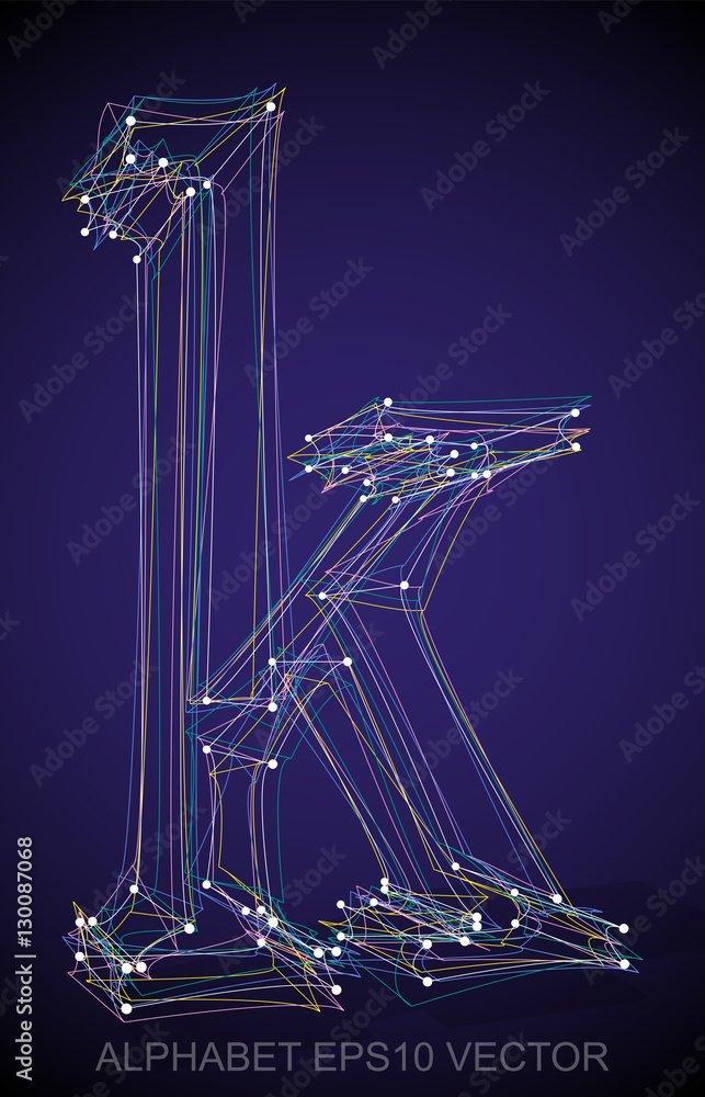 Vector illustration of a Multicolor sketched K. Hand drawn 3D K. Stock ...