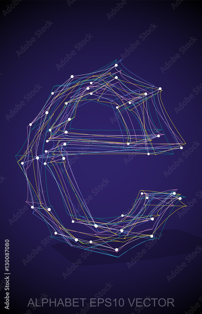 Vector illustration of a Multicolor sketched E. Hand drawn 3D E. Stock ...