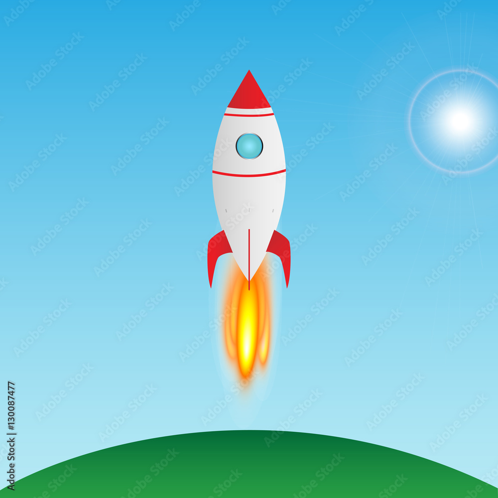 Rocket taking off illustration Stock Vector | Adobe Stock