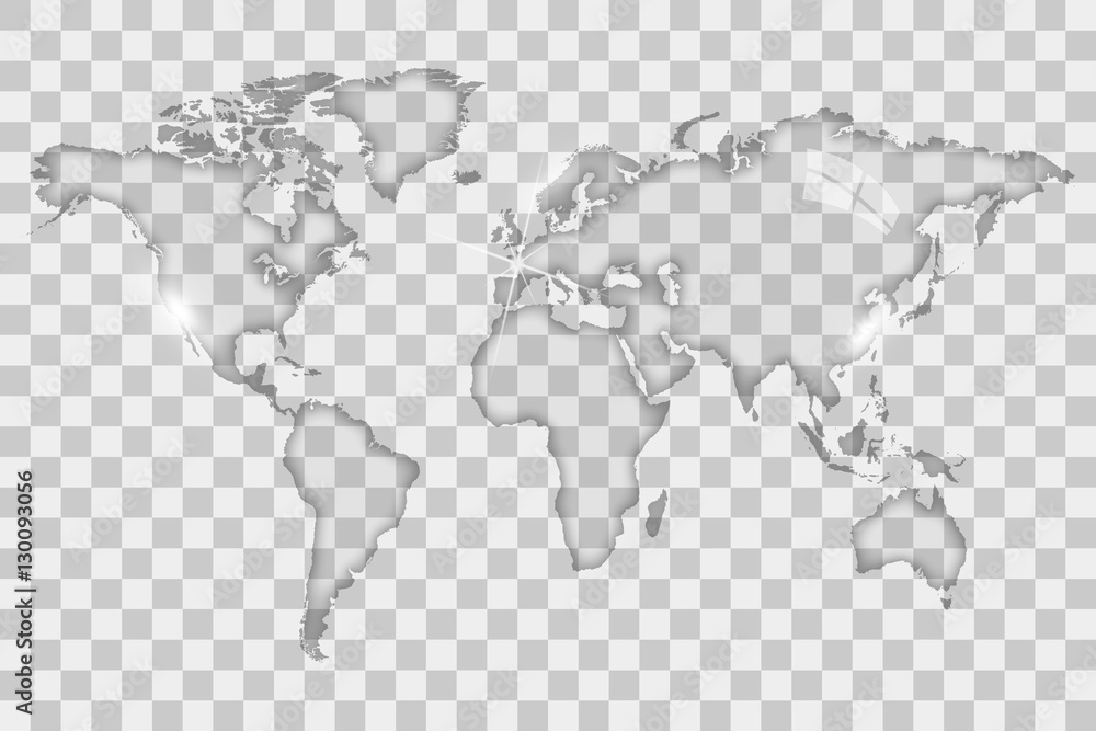 Glass world map illustration isolated on a white background Stock ...