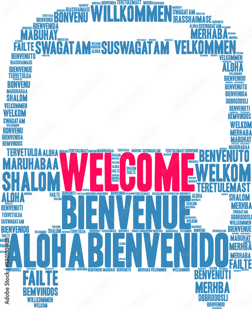 International Welcome Word Cloud. Each word used in this word cloud is ...