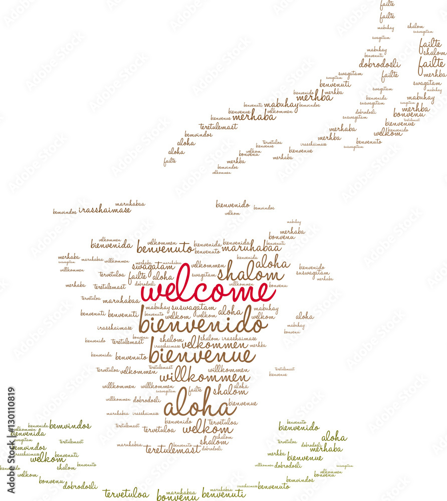 Vetor de International Welcome Word Cloud. Each word used in this word ...