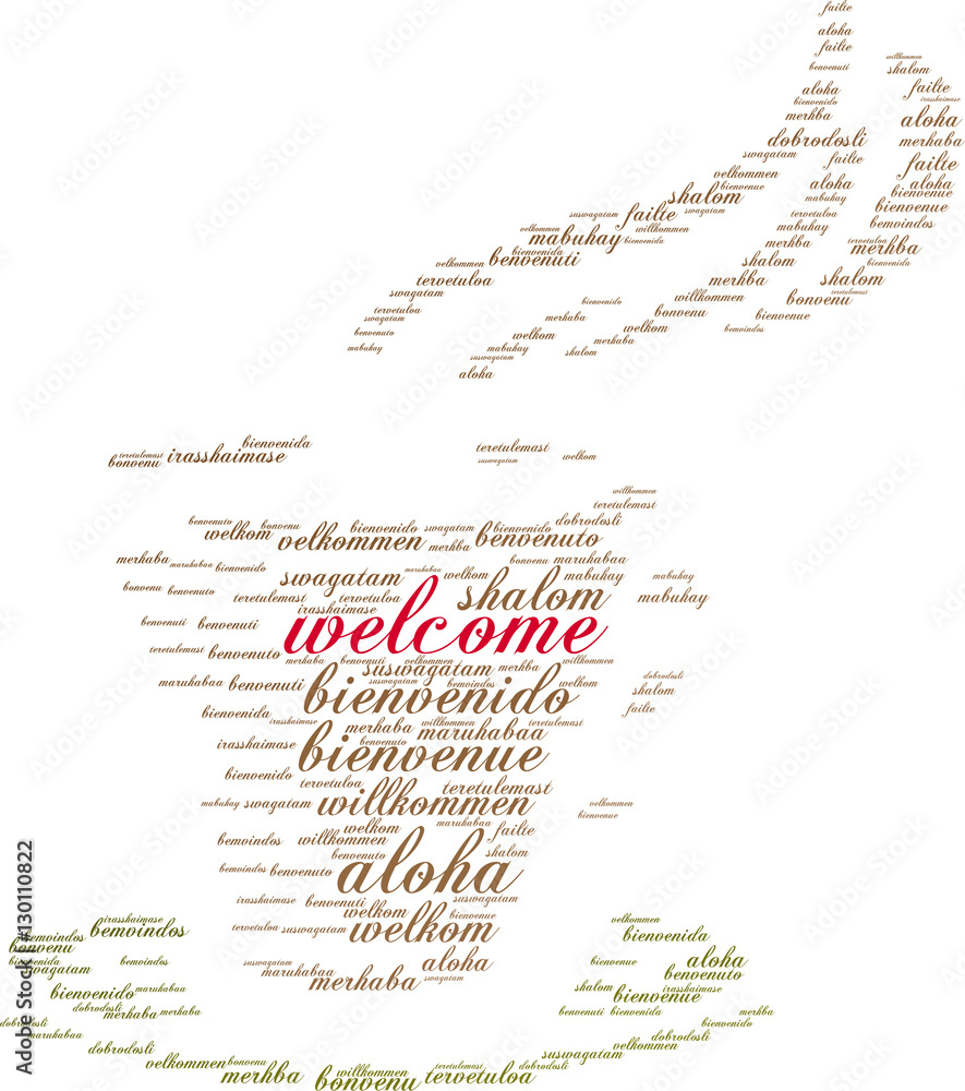 International Welcome Word Cloud. Each word used in this word cloud is ...