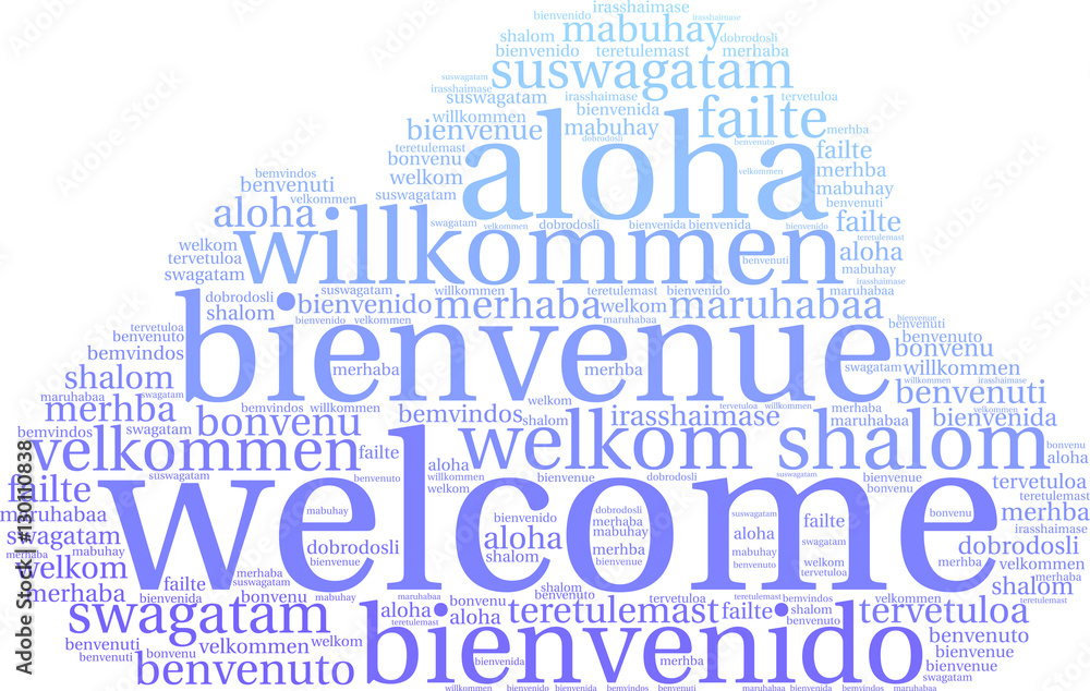 International Welcome Word Cloud. Each word used in this word cloud is ...