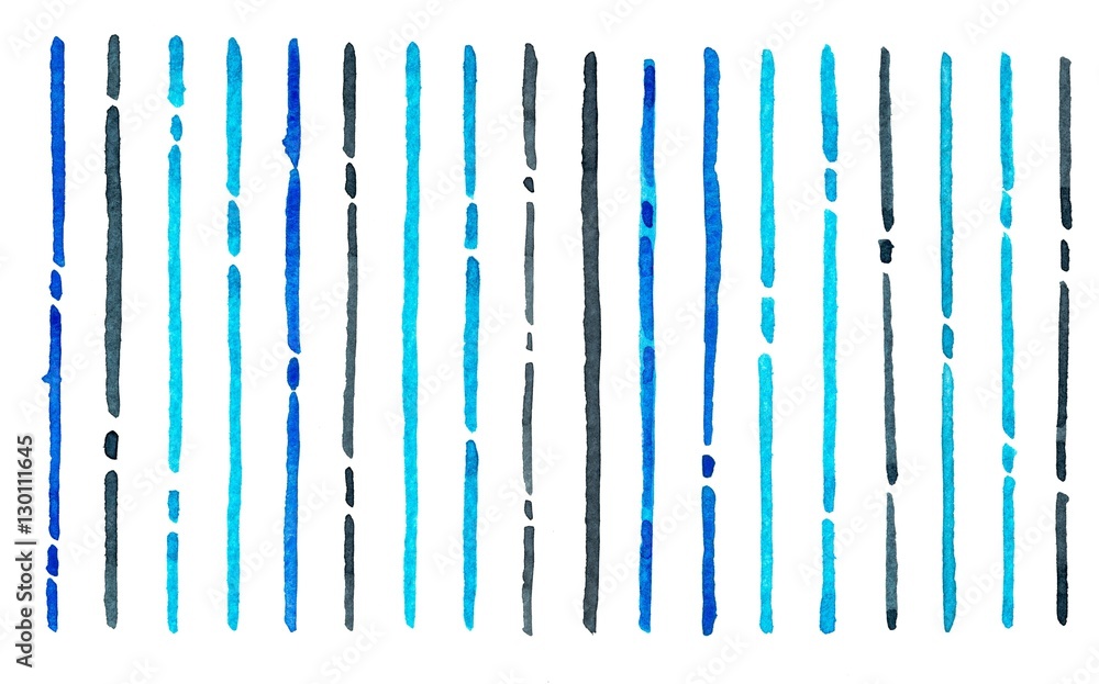 Abstract blue and black vertical lines watercolors hand paint isolated ...