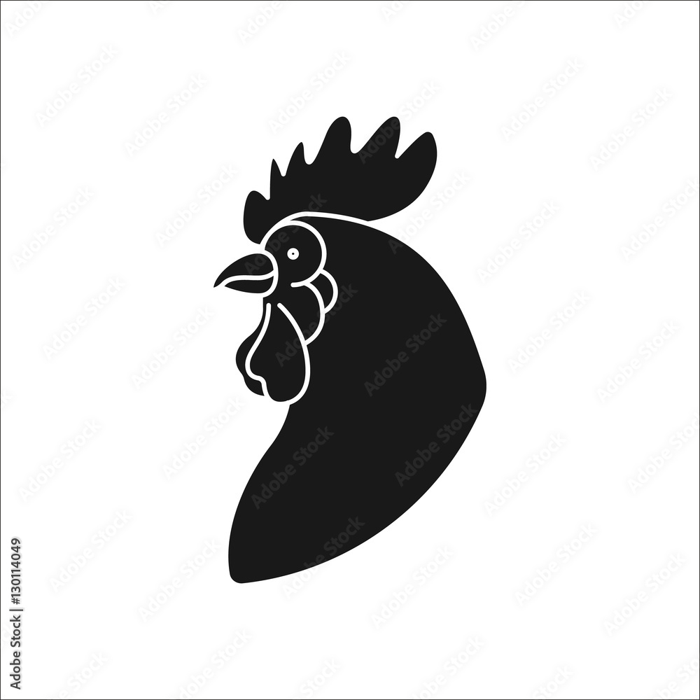 Rooster head 2017 year symbol silhouette icon on background Stock ...