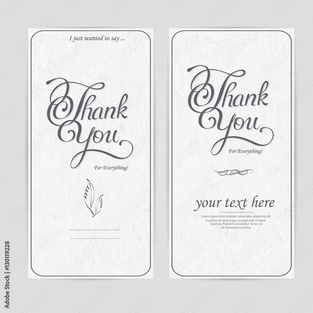 Thank you message card retro lettering typography. Vector background ...