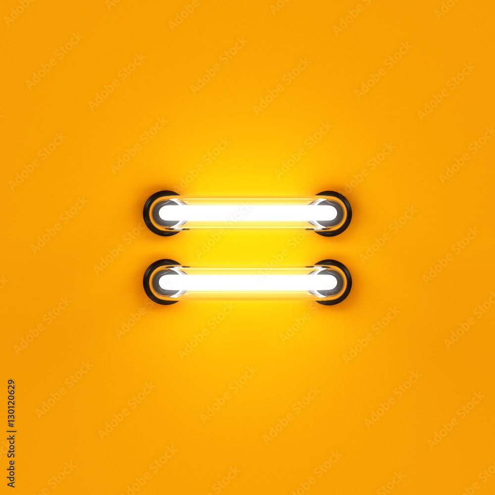 Neon light digit alphabet character equal mark sign font foto de Stock ...