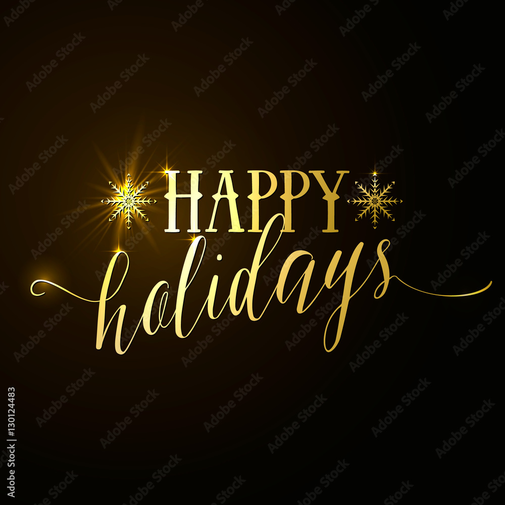 Vector illustration of Happy Holidays glitter gold lettering text Stock ...
