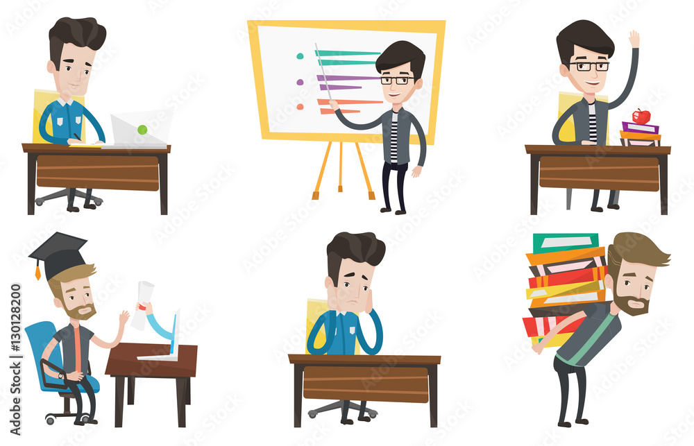Vector set of student and teacher characters. Stock Vector | Adobe Stock