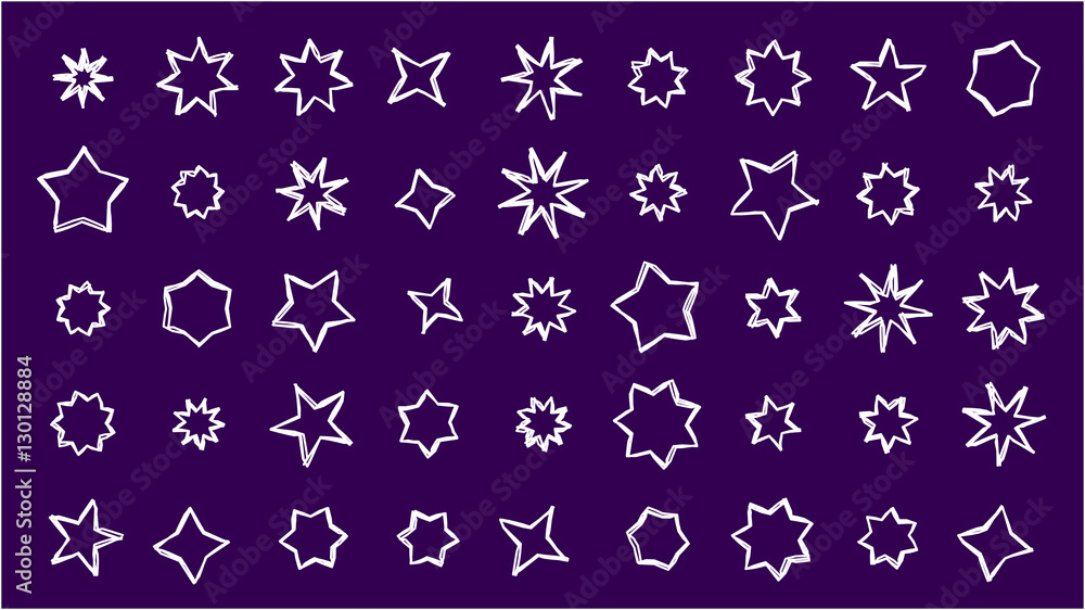 collection of squiggly hand-drawn stars: vector graphic of quadrangular ...