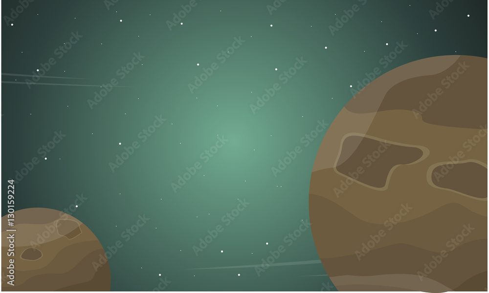 Outer space cartoon with planet of landscape Stock Vector | Adobe Stock