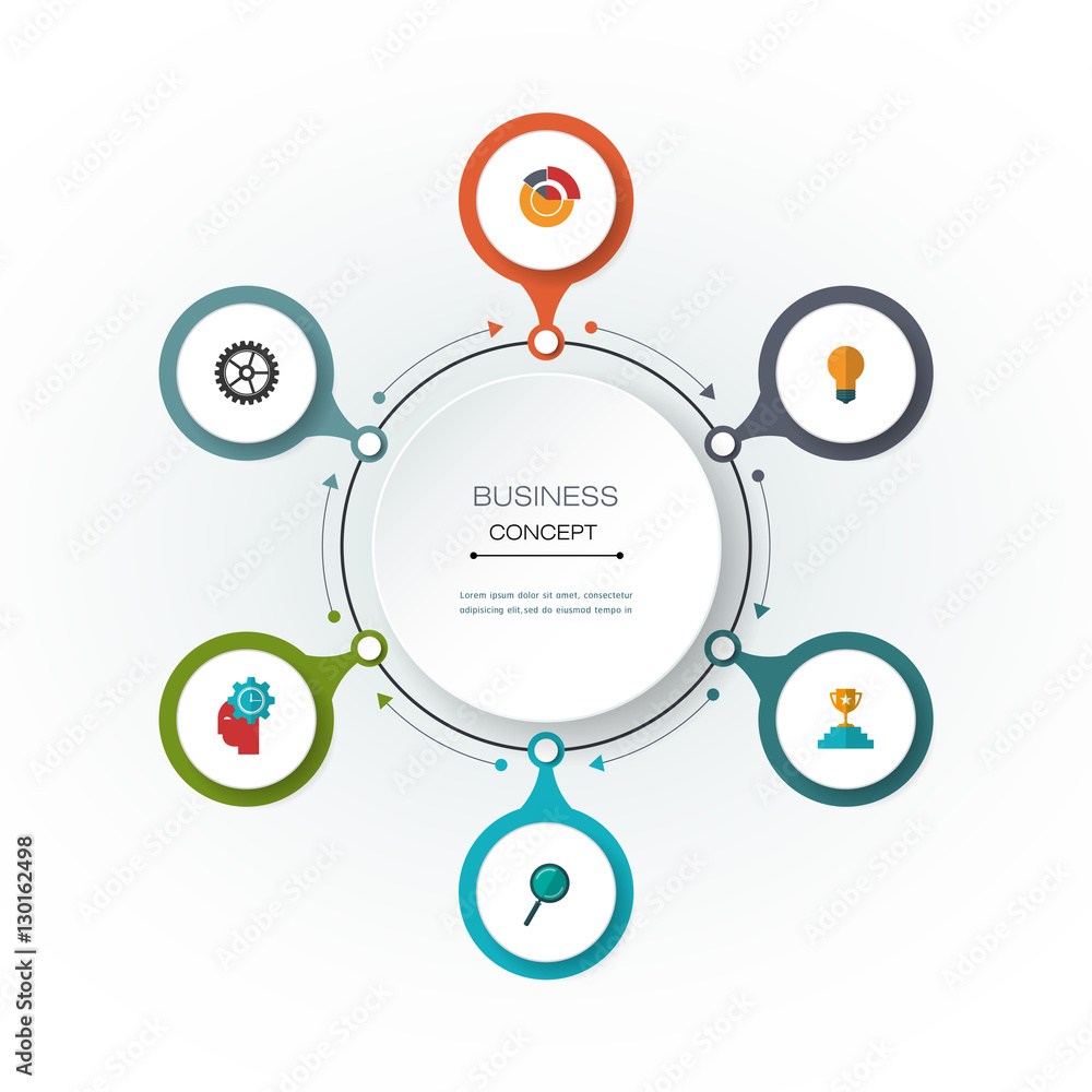 Vector infographics, 3D paper cycle diagram template, For data content ...