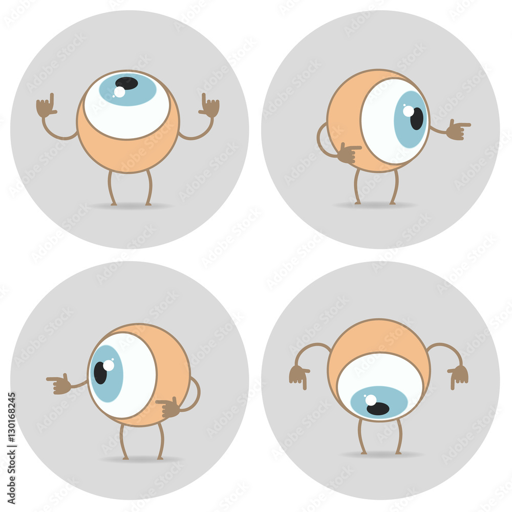 Eyes cartoon icon. The eye looks up, down, left, right, around vector ...