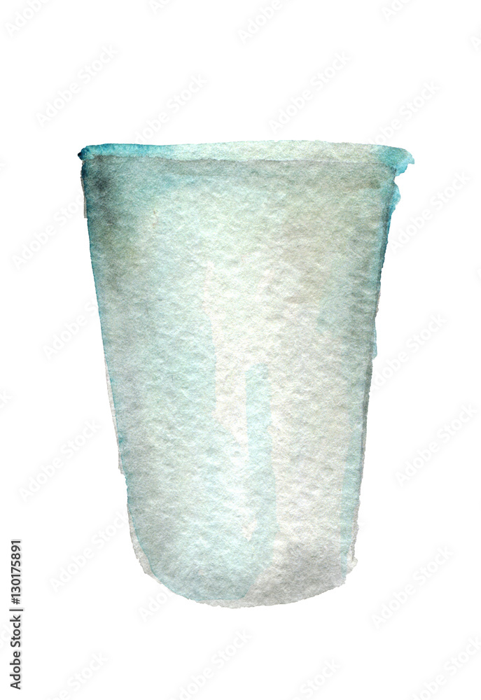 watercolor sketch of empty plastic cup on white background Stock ...