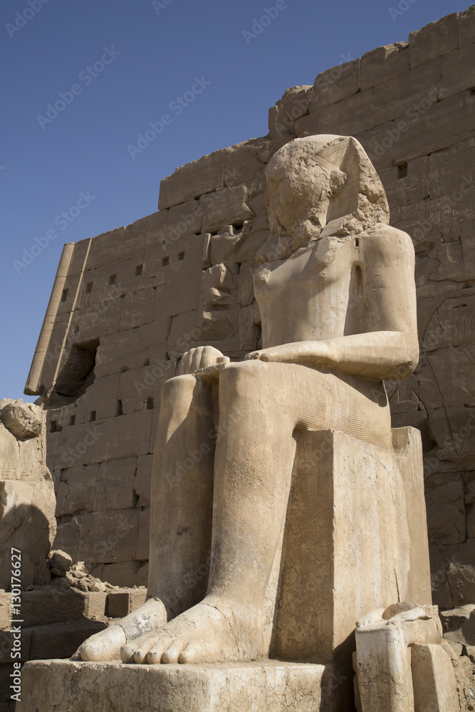 Seated Colossus in front of 8th Pylon, Karnak Temple, Luxor, Thebes ...