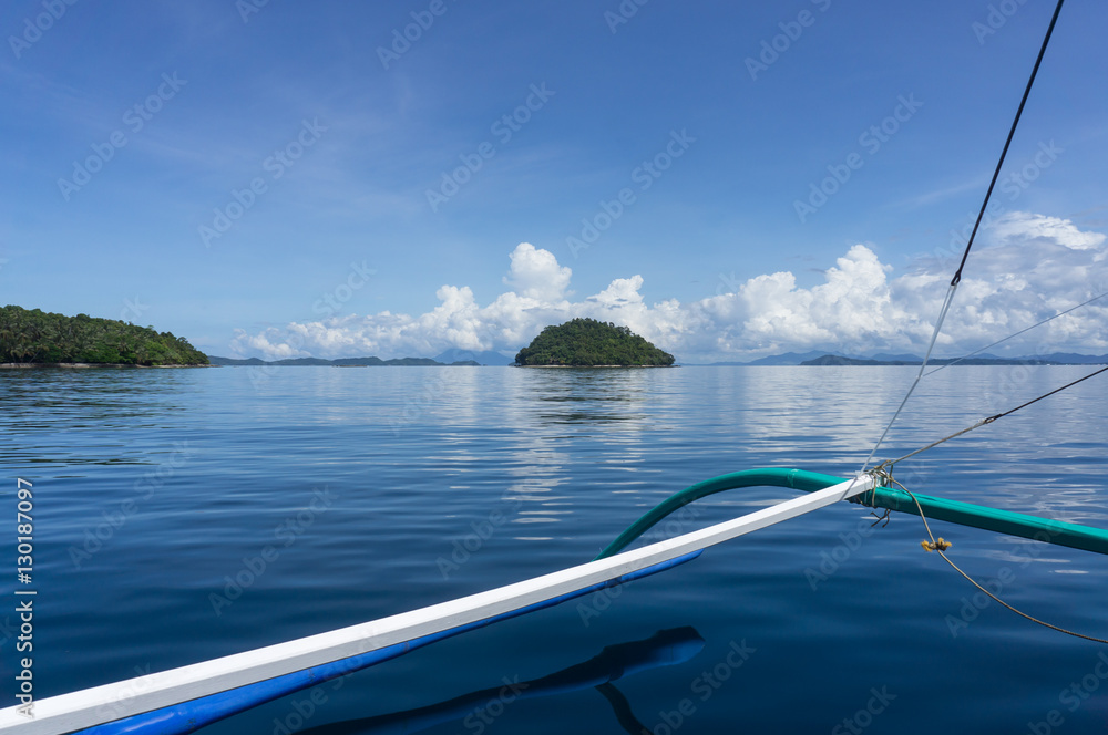 On a bangka boat near Port Barton, Palawan, Philippines Stock Photo ...