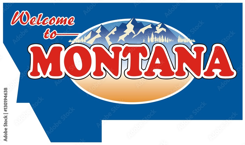 USA state Montana sign. Mountain. River. Gold. Stock Vector | Adobe Stock