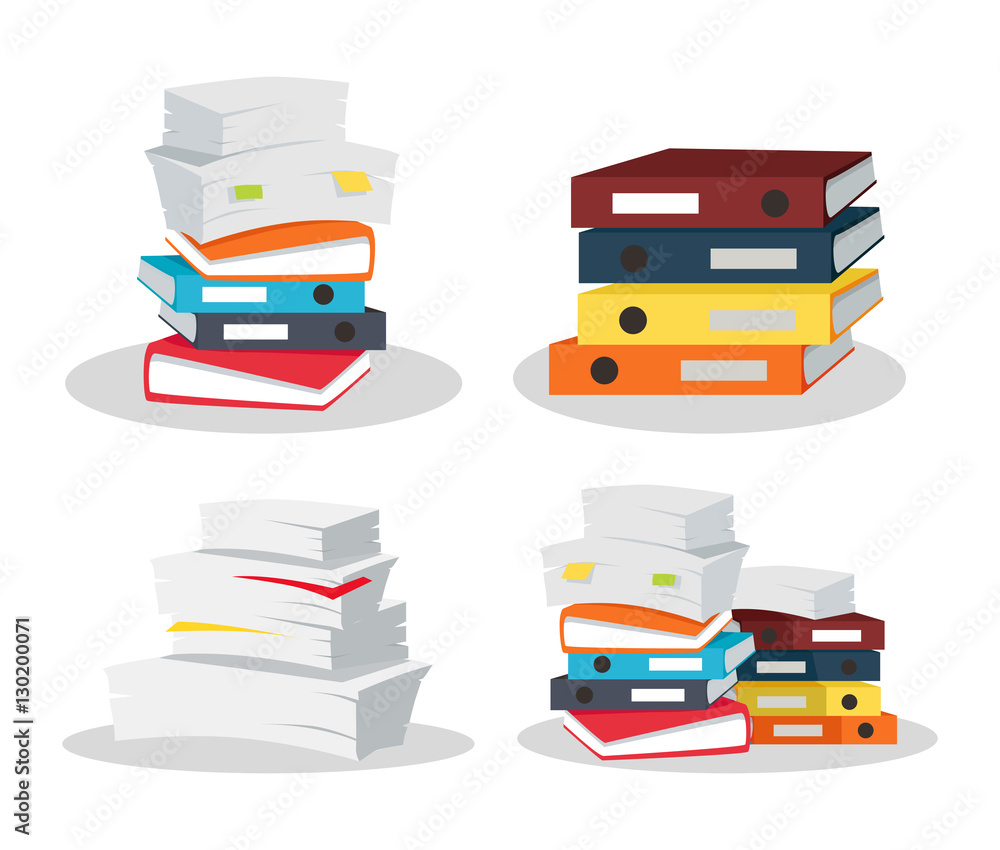 Set of Document Stacks Vector on White Background. Stock Vector | Adobe ...