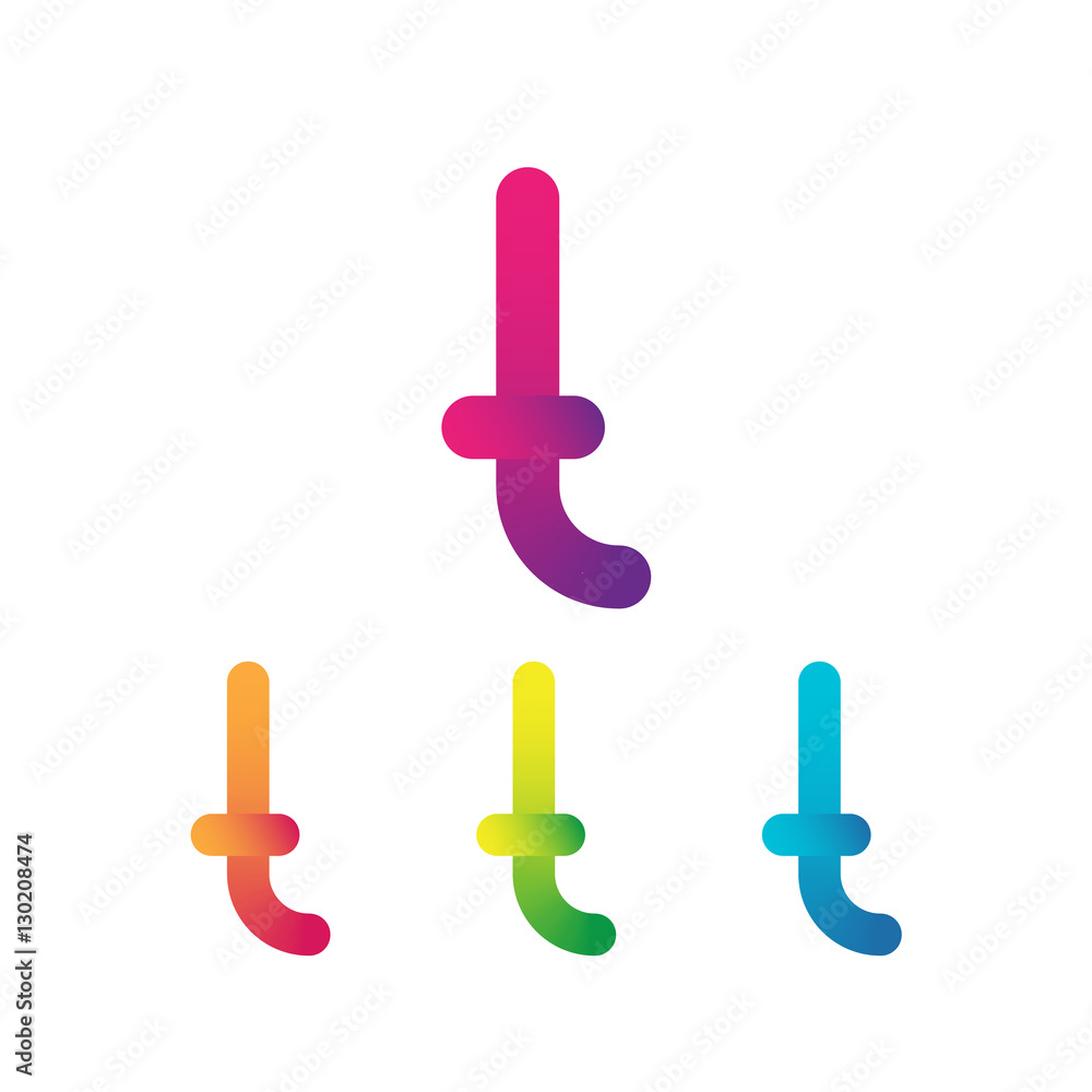 Letter T vector unusual bold rounded font. Gradient Stock Vector ...