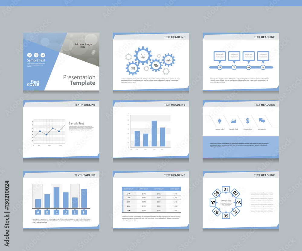 Page layout design template for business presentation page with page ...