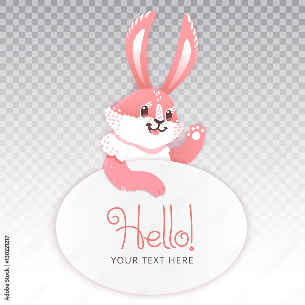 Cute rabbit cartoon waving hand. Vector illustration grouped and ...