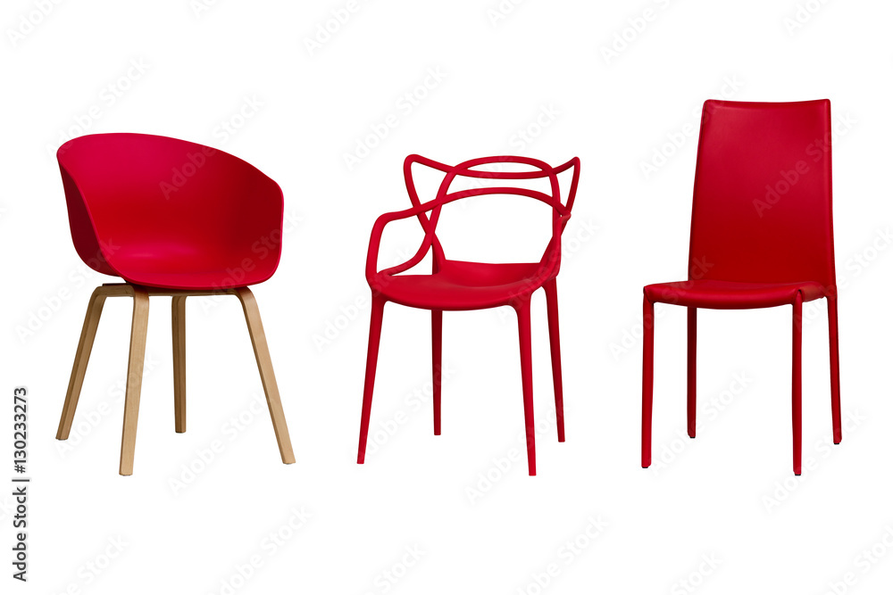 Red chairs. Part 1. Isolated, white background. Stock Photo | Adobe Stock