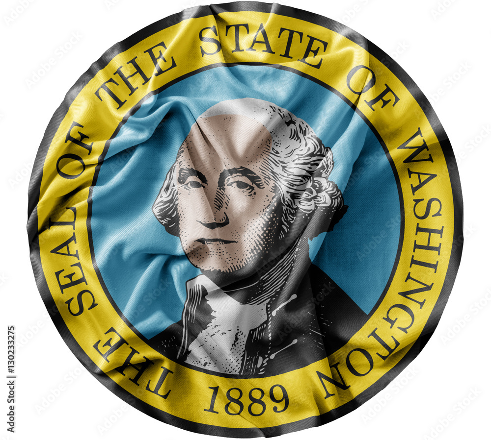 Ruffled waving United States Washington Seal flag Stock Illustration ...