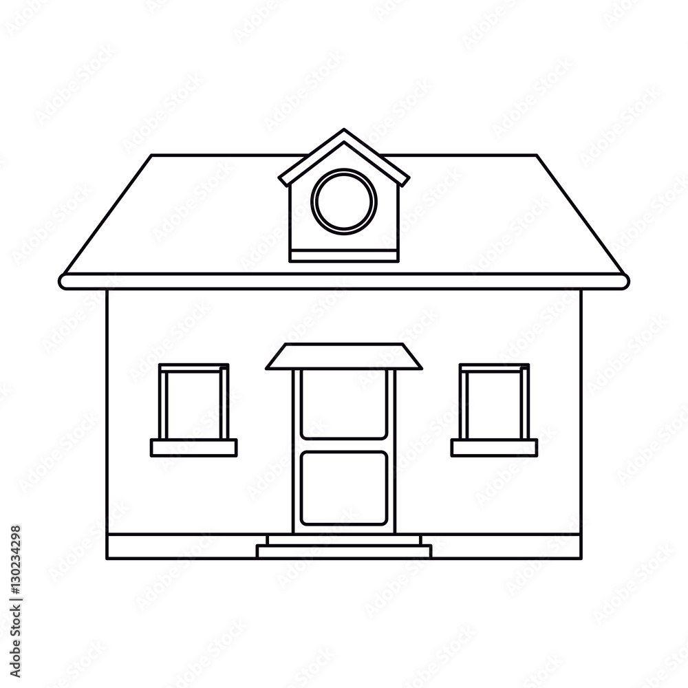 front view home round window loft outline vector illustration eps 10 ...