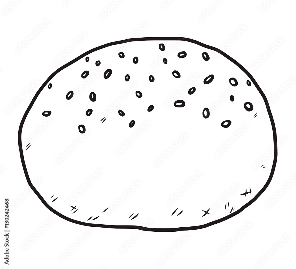 bun / cartoon vector and illustration, black and white, hand drawn ...
