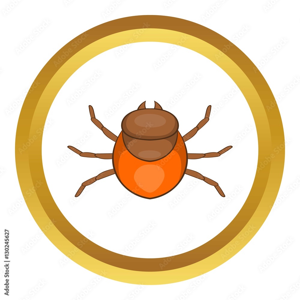 Tick vector icon in golden circle, cartoon style isolated on white ...