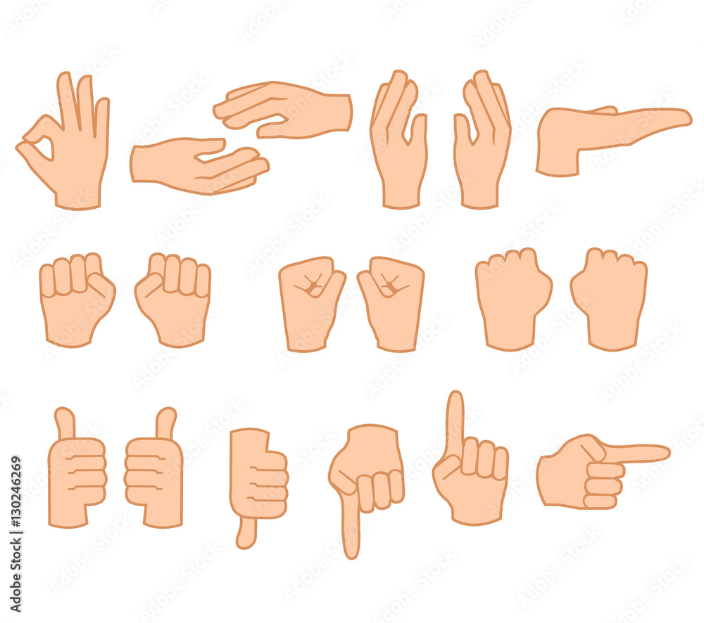 Hand set, isolated, vector illustration Stock Vector | Adobe Stock