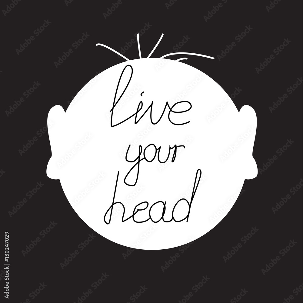 big white head with ears and hairs on the top of a black background ...